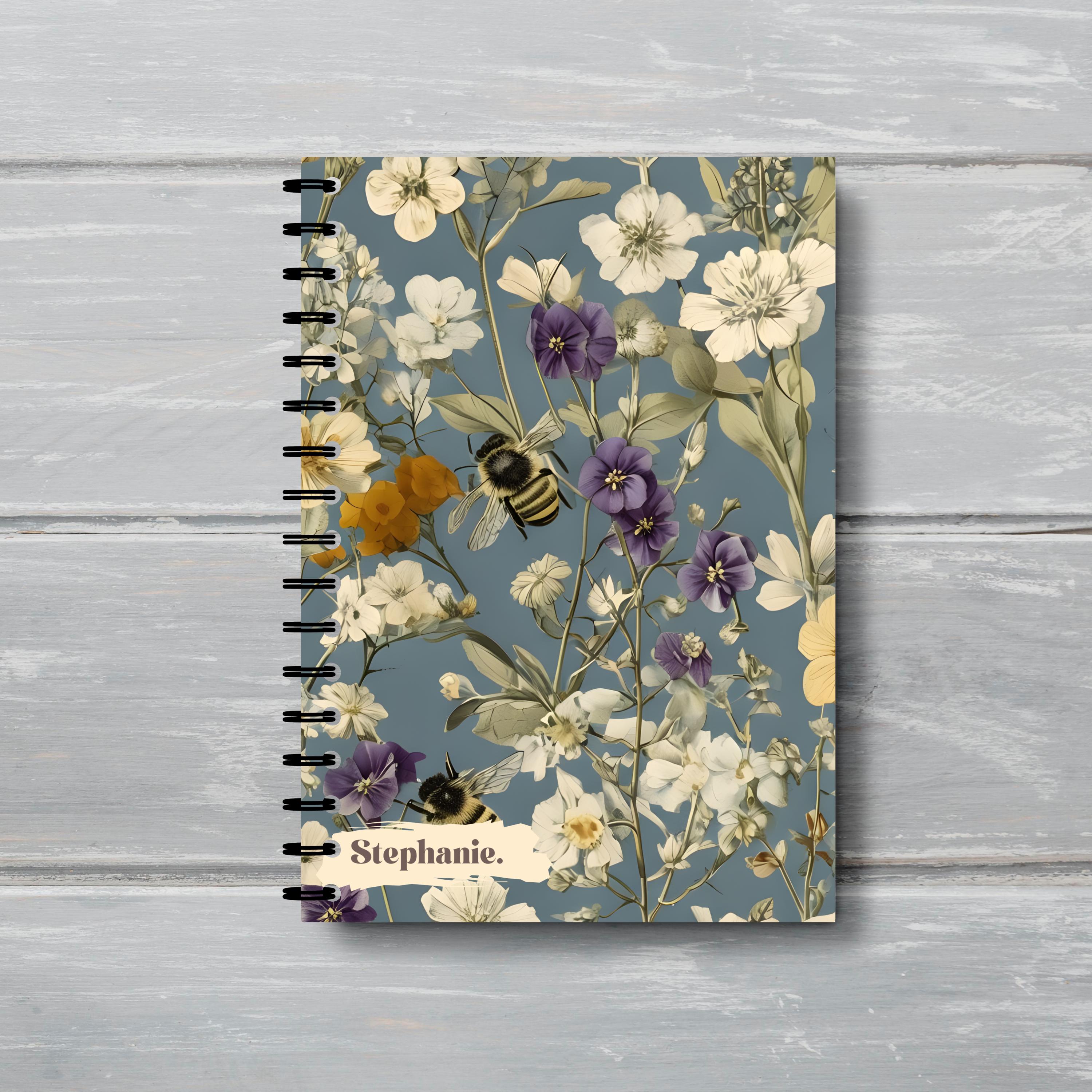 Personalised Birth Flower Month Spiral Notebook | Ruled Line, Custom ...