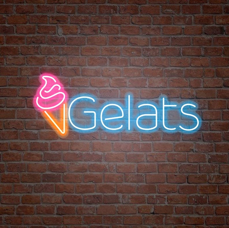 Gelats Helados Ice Creams. Letrero Rótulo Cartel Neón LED Barcelona ...