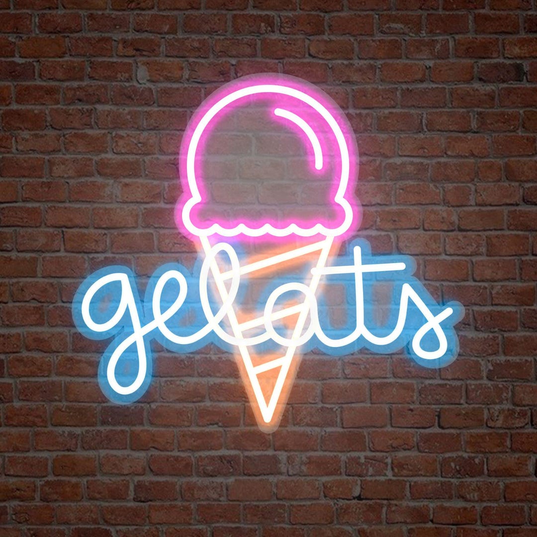 Gelats Bola Helados Ice Creams. Letrero Rótulo Cartel Neón LED ...