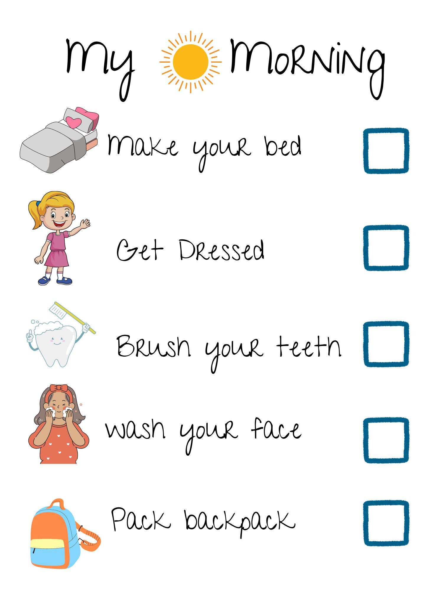 My Morning Checklist for 3-7 Year Olds girl - Etsy