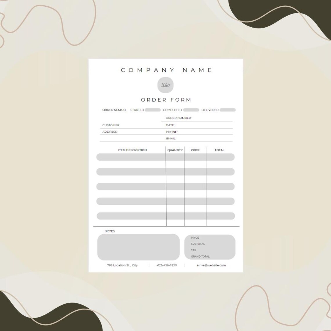 Order Form Template. Editable Canva Order Form. Small Business Order ...