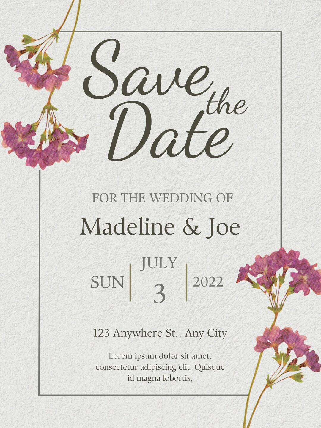 Wedding Invitation Cute Flowers Printable and Changeable Digital for ...