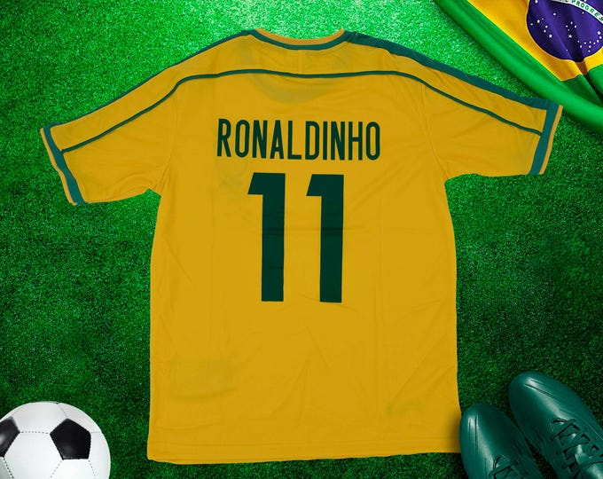 Ronaldinho Football Retro Jersey, Vintage Brazil Jersey, League Jersey ...