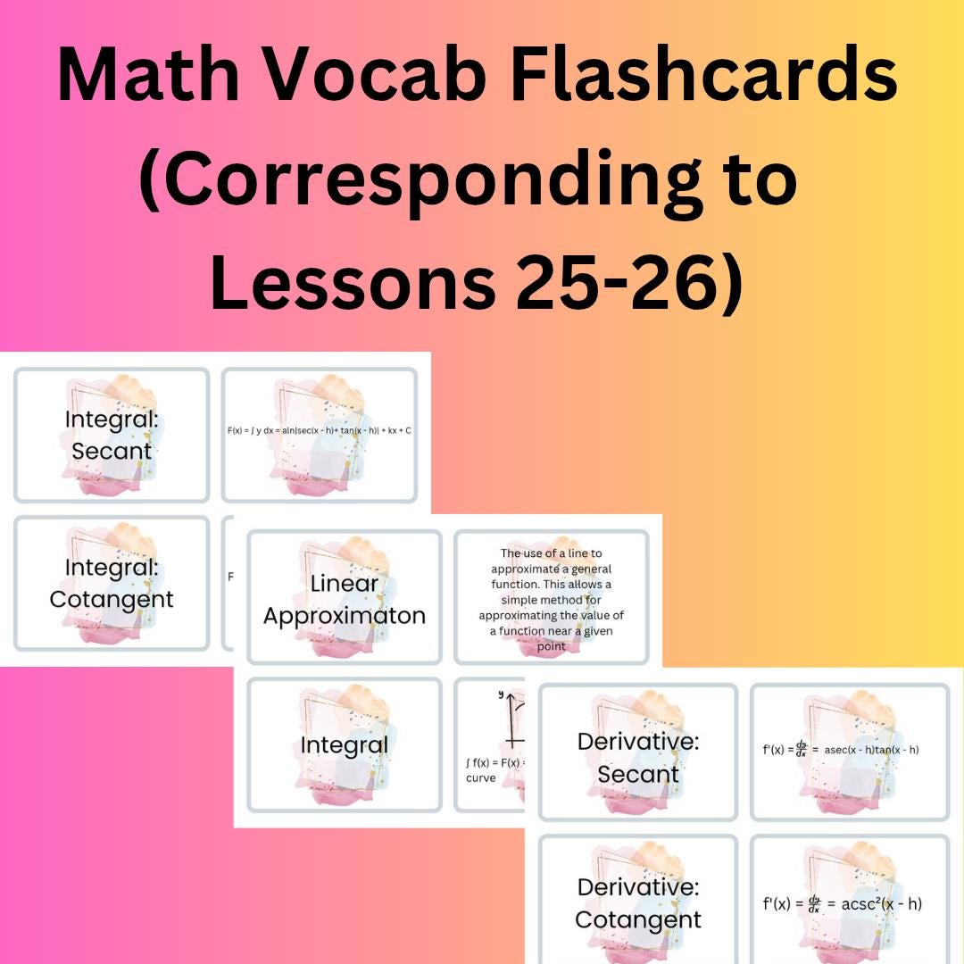 Math Vocab Flashcards (correspond to Cc's the Math Map Lessons 25-26 ...