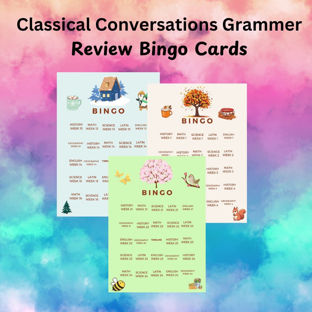 Classical Conversation All Cycles Grammar Review Bingo Cards - Etsy