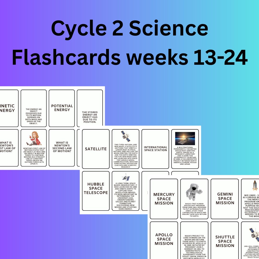 Cycle 2 Science Flashcards Weeks 13-24 for Foundations Classical ...