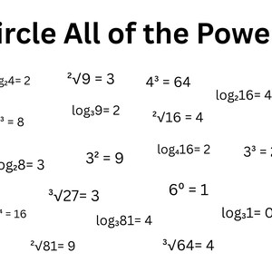 Exponent, Root and Log Math Worksheets (corresponds With Cc's the Math ...