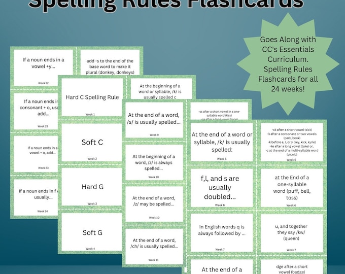 Spelling Rules Flashcards Part 1. Goes With Classical Conversations ...