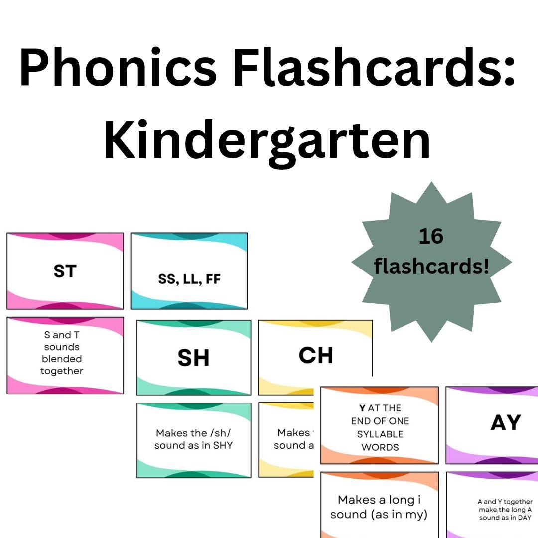 Phonics Flashcards for Kindergarten - Etsy