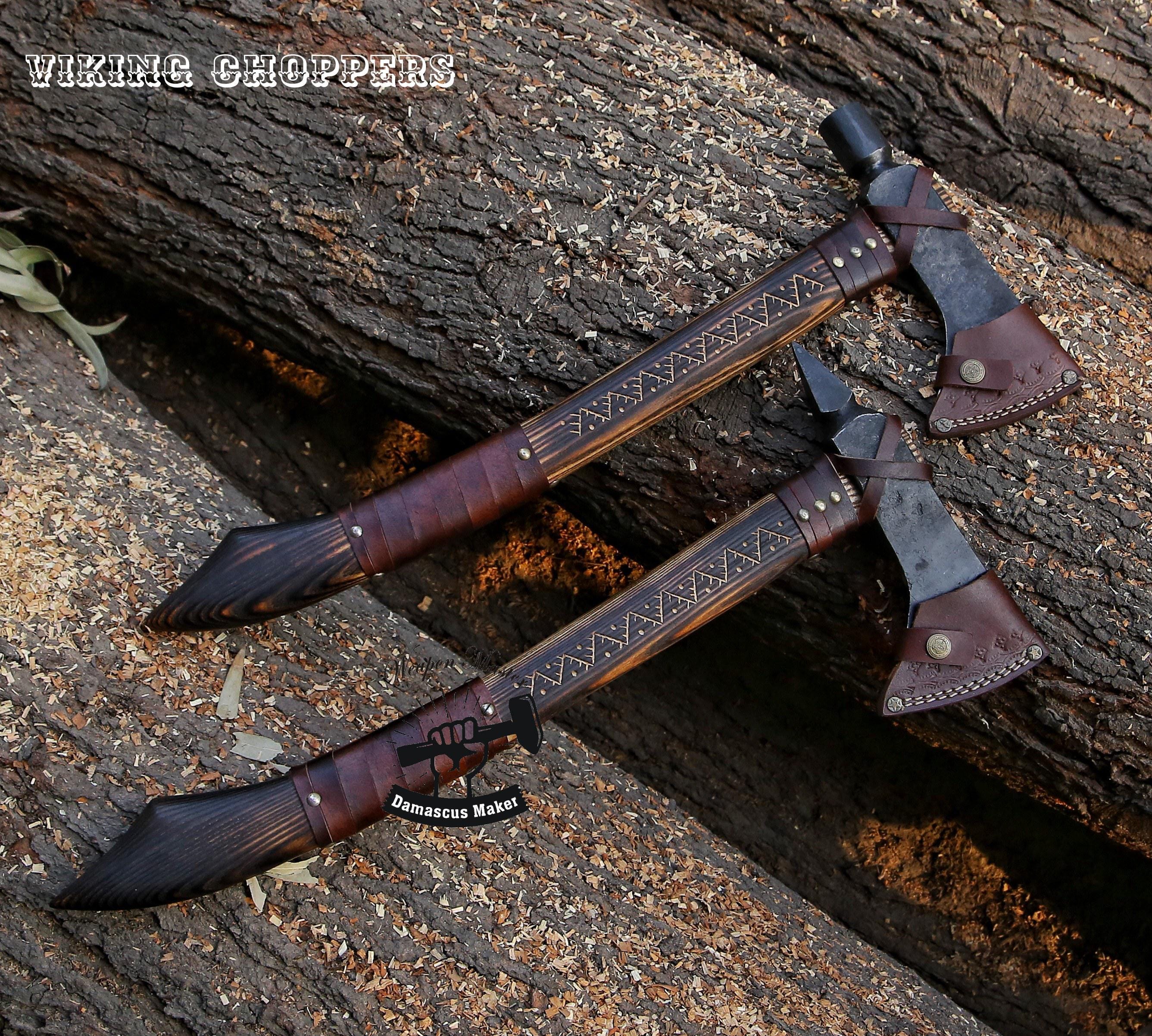 Hand Forged Carbon Steel Viking Axe: Camping Bushcraft Tool - Etsy