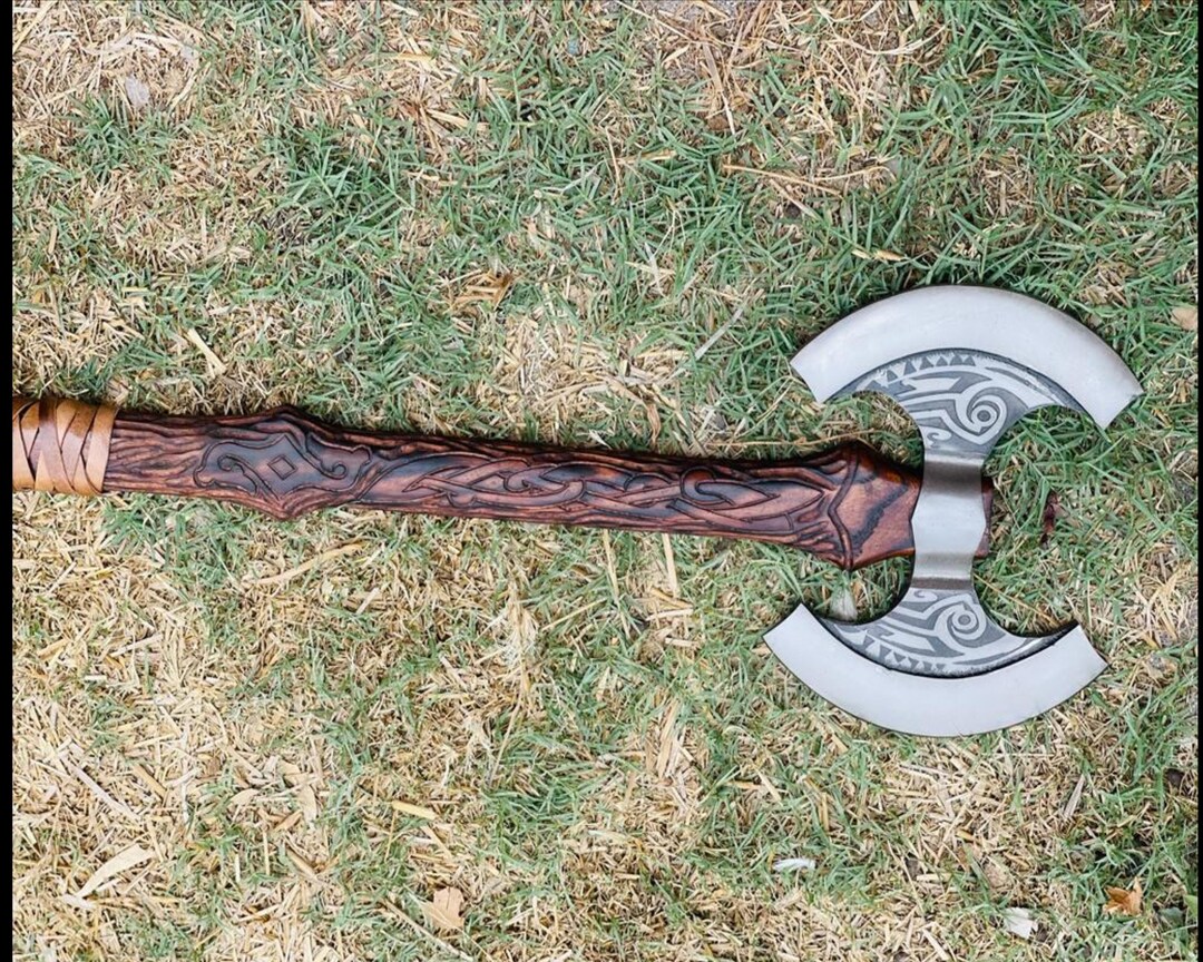 Forged Double Head Battle Axe: Personalized Viking Axe With Leather ...