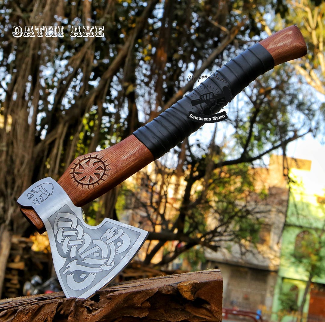 Celtic Inspired Engraved Axe W/ Leather Wrap - Handmade Celtic Laser ...