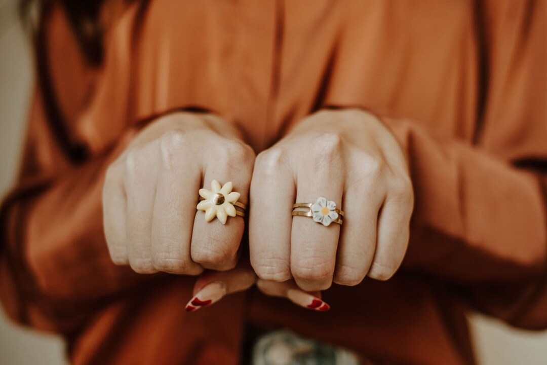 Sunflower Statement Ring *MADE TO ORDER* Porcelain Ceramic Adjustable ...