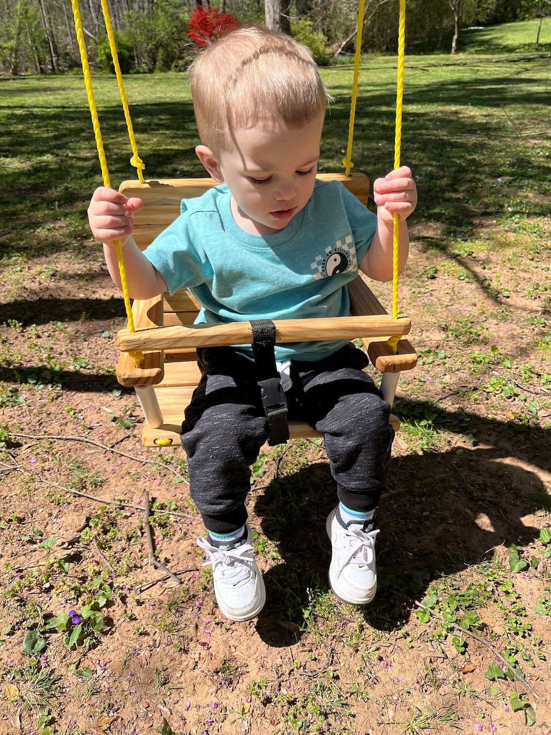 Handcrafted Baby Wood Swing for Indoor & Outdoor Play Toddler Swing for ...
