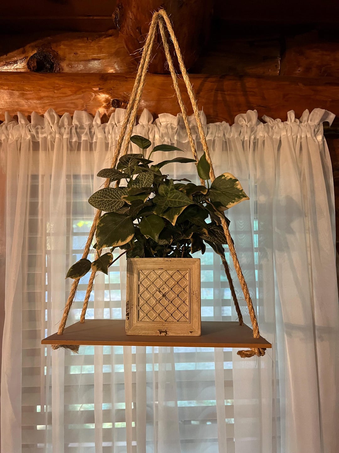 Hanging Swing Shelf: Birch Wood With Twisted Hemp Rope - Etsy