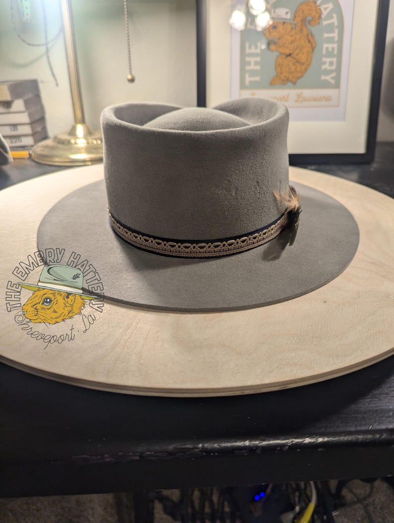 Handmade 50/50 Vintage Beaver Brand Fur Felt Hat Silver Gray 57 Cm 7-1/ ...