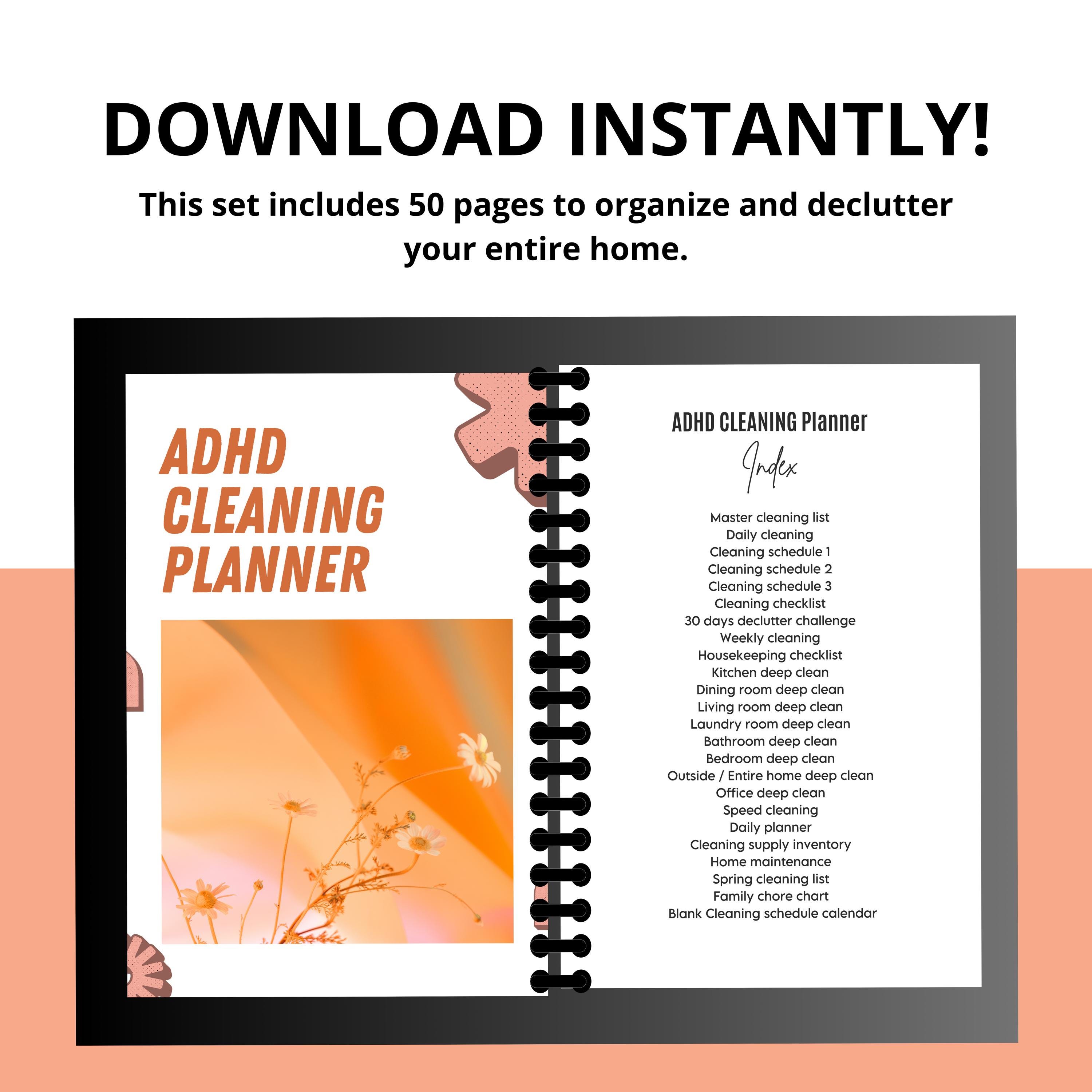 ADHD Planner Digital Printable, Editable ADHD Cleaning Schedule ...