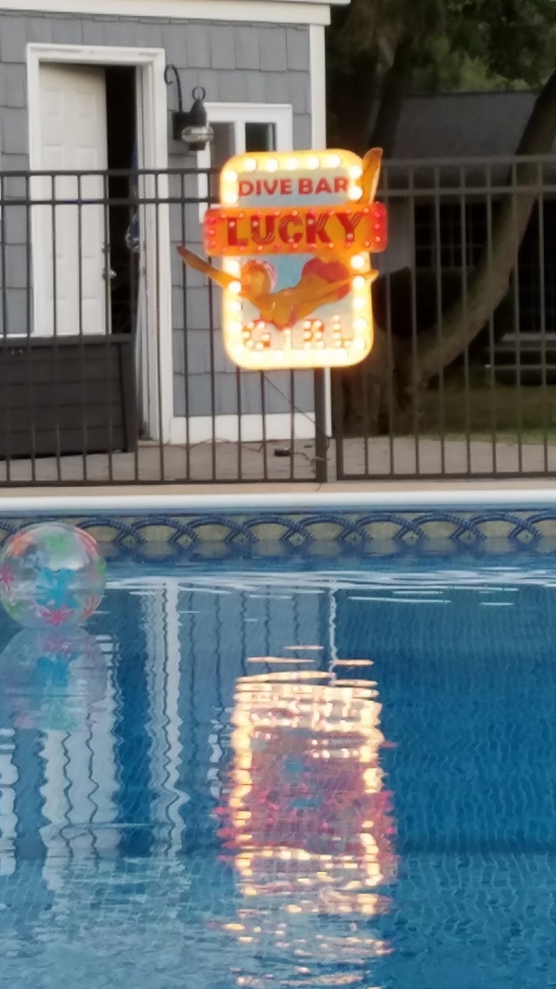 Marquee Dive BAR Lucky Girl Swim Outdoor Marquee 36X36 - Etsy