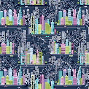 Cityscape Night From Benartex Contempo Fabrics - Etsy