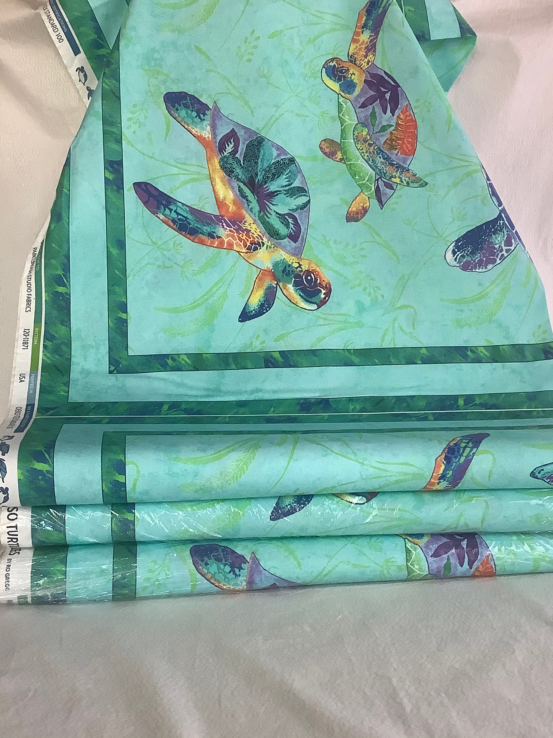 Sea Turtle Fabric Paintbrush Studios Calypso Turtles Panel | Etsy