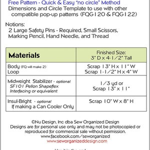 Mini Pop-up Refill and Pattern From Sew Organized Designs - Etsy