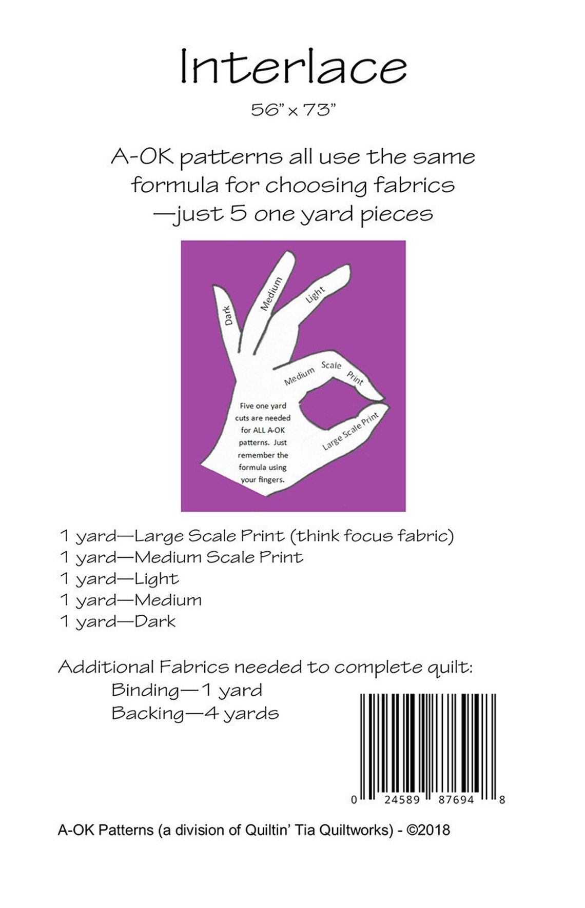 Interlace A-OK 5 Yard Quilt Pattern - Etsy