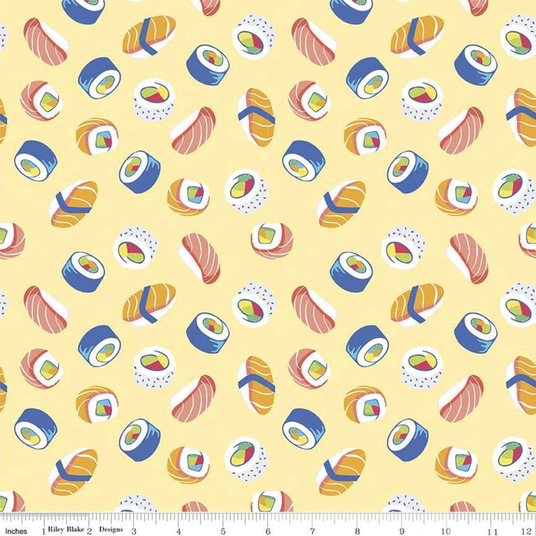 Yellow Sushi Rainbowfruit How We Roll Yellow From Riley Blake - Etsy
