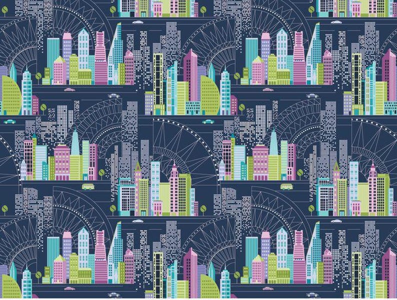 Cityscape Night From Benartex Contempo Fabrics - Etsy