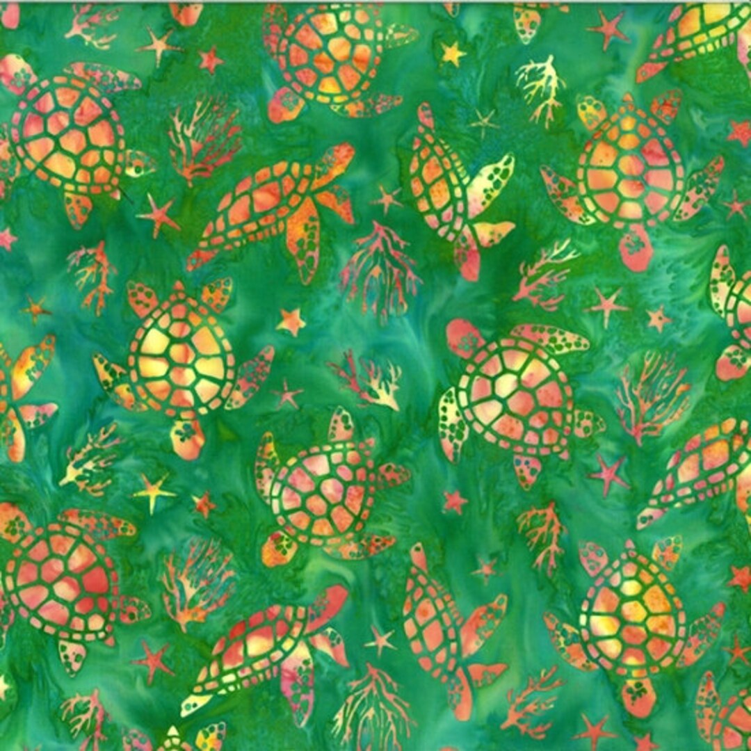 Sea Turtles Bali Batik Strawberry Daiquiri Colorway From Hoffman ...