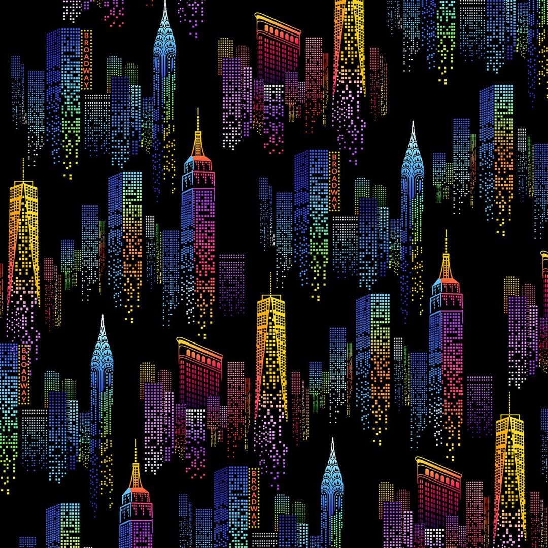 City Lights One of A Kind Black Cotton From Whistler Studios and ...