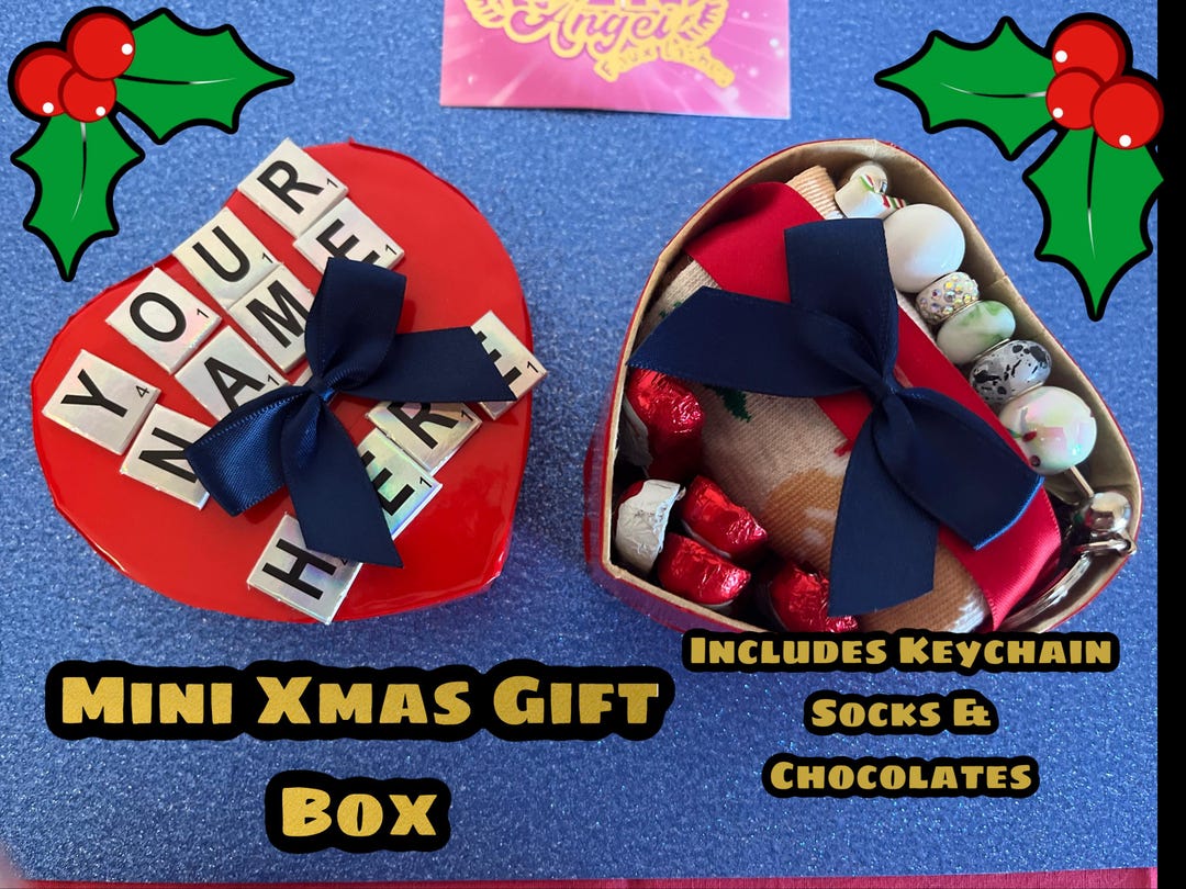 A Cute, Christmas, Secret Santa, Heart Shaped Bundle Gift Box , With ...