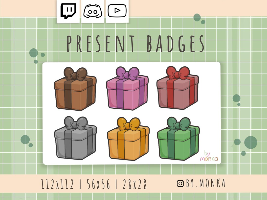 Cute Present Badges for Twitch – Kawaii Gift Box Sub Badges, Digital ...