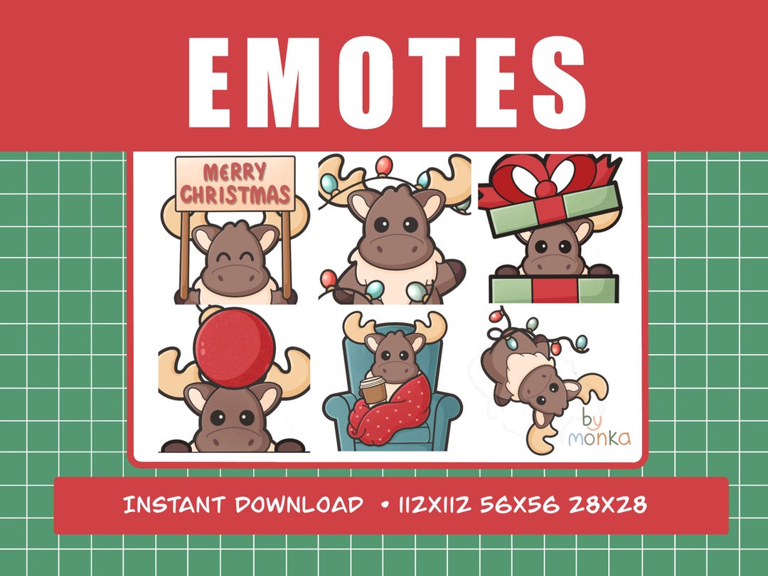 Christmas Moose Emotes | Holiday Animal Twitch & Discord Emotes ...