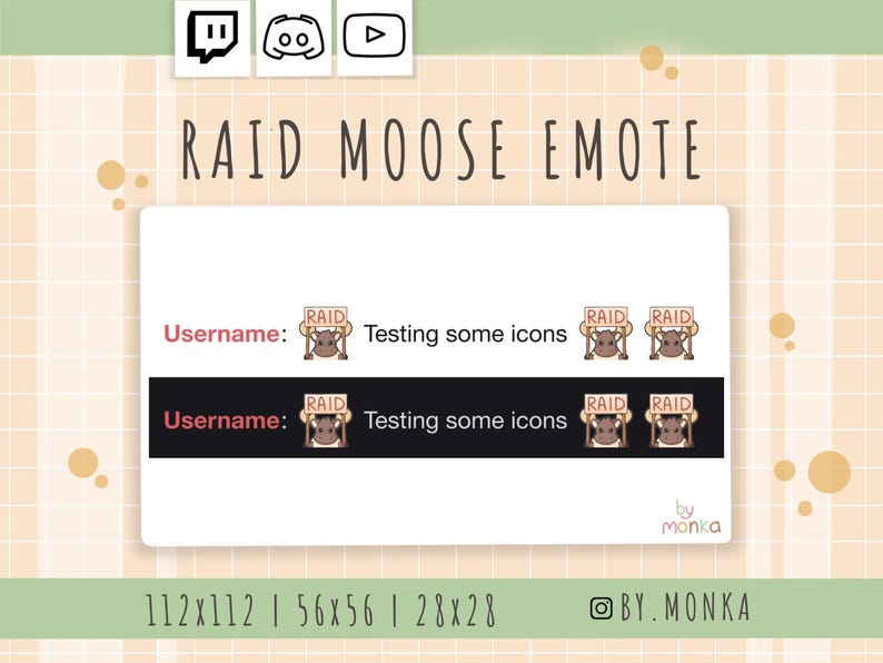 Raid Moose Cartoon Emote: Kawaii Twitch & Discord Streamer Graphic ...