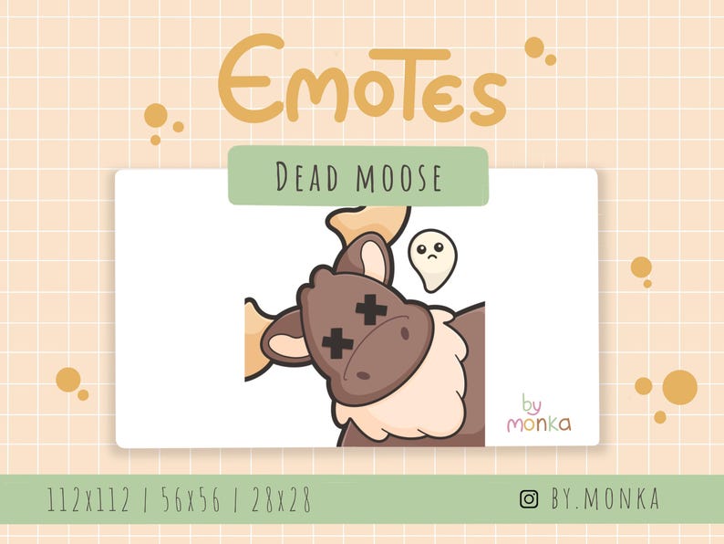 Cute Moose Dead Emote – Kawaii Cartoon Twitch Emote for Streamers ...