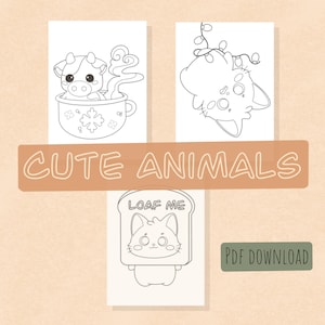 Cozy Cute Animal Coloring Pages PDF DOWNLOAD - Etsy