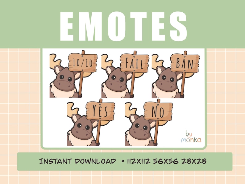 Kawaii Moose Banner Emote: Twitch/discord Streamer Digital Download - Etsy