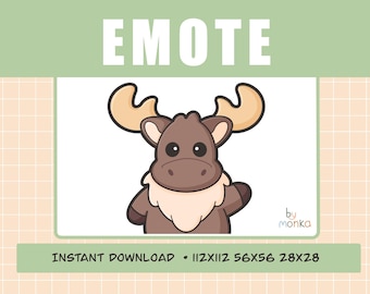 Kawaii Moose Hello Emote – Cartoon Twitch & Discord (digital Download ...