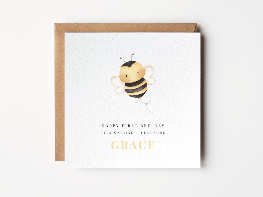 Bee Birthday Card, Bee Birthday Theme, Bumble Bee Card, Personalised ...