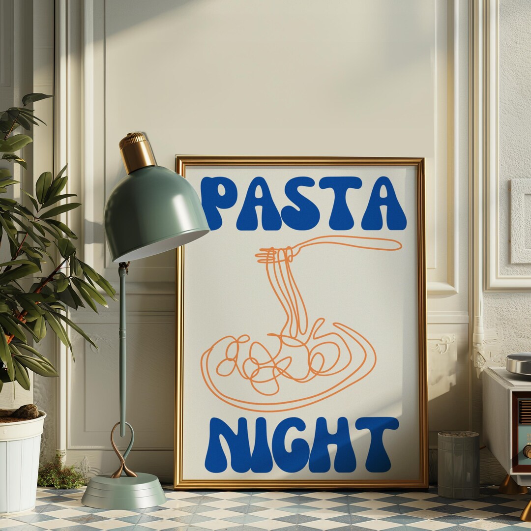 Pasta Wall Art, Italian Dinner Poster, Noodle Decor Print, Kitchen Wall ...