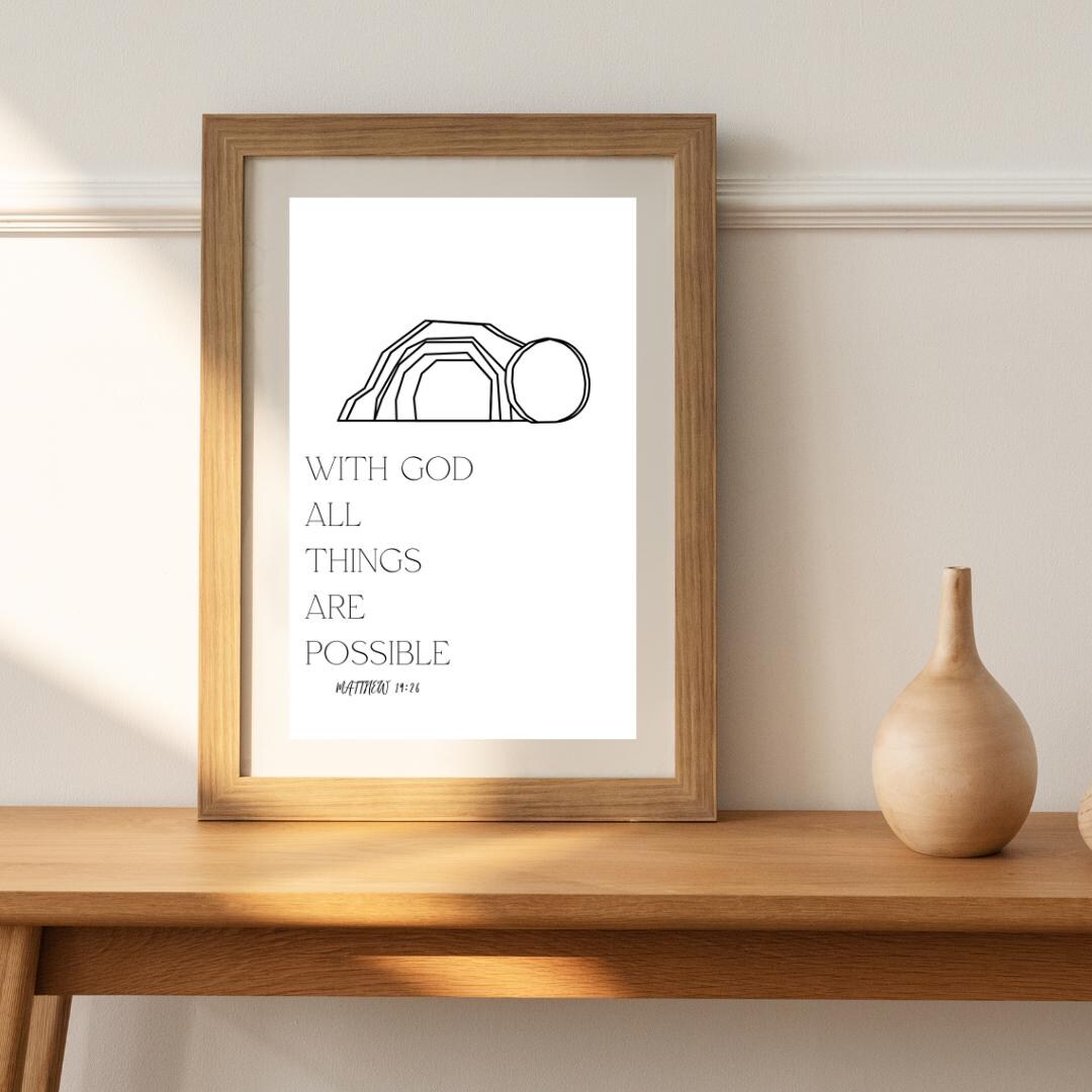 Bible Verse Wall Art Jesus Stone Rolled Away Christian Printable Decor ...