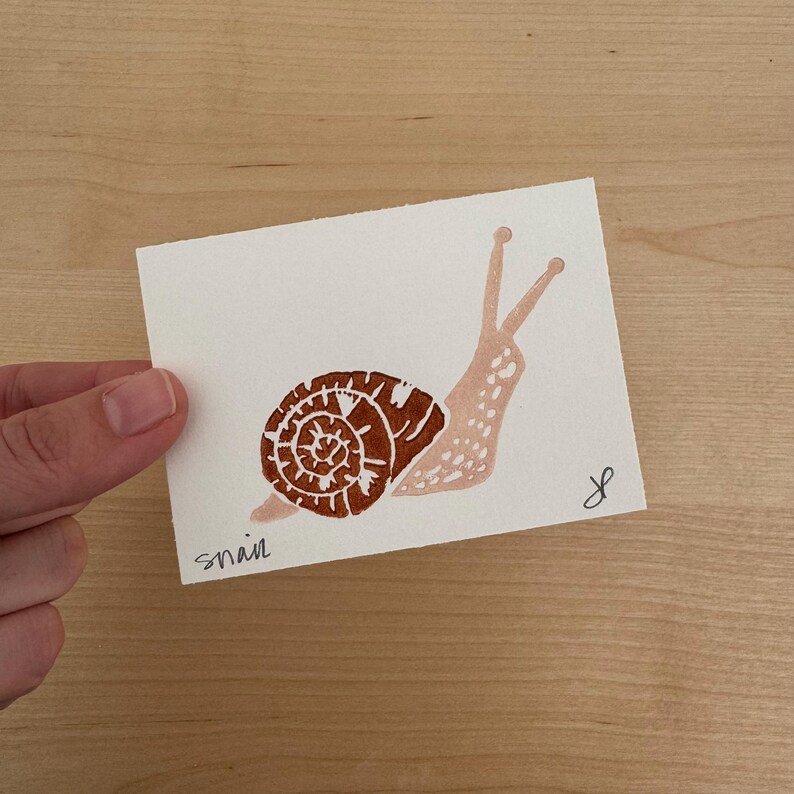 Snail Linocut Mini Print Original Art Block Print Nature Print Snail ...