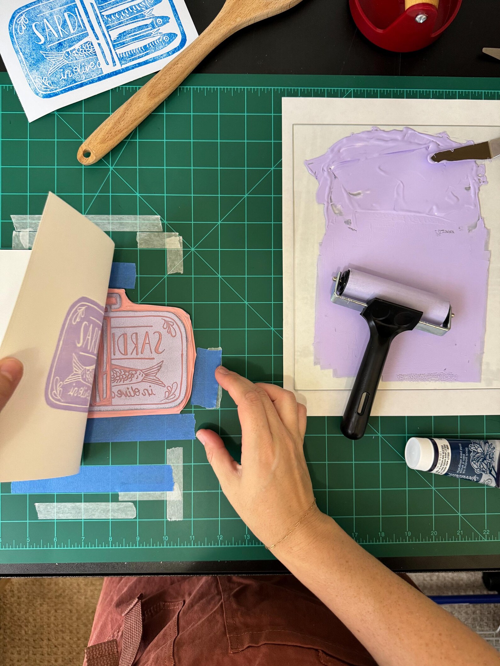 Tinned Fish Linocut Print | Sardines Print | Food Art | Original Art ...