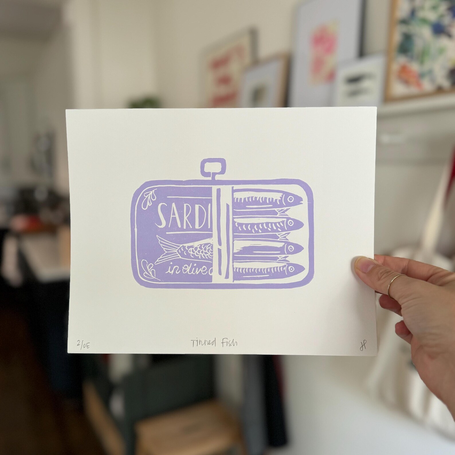 Tinned Fish Linocut Print | Sardines Print | Food Art | Original Art ...