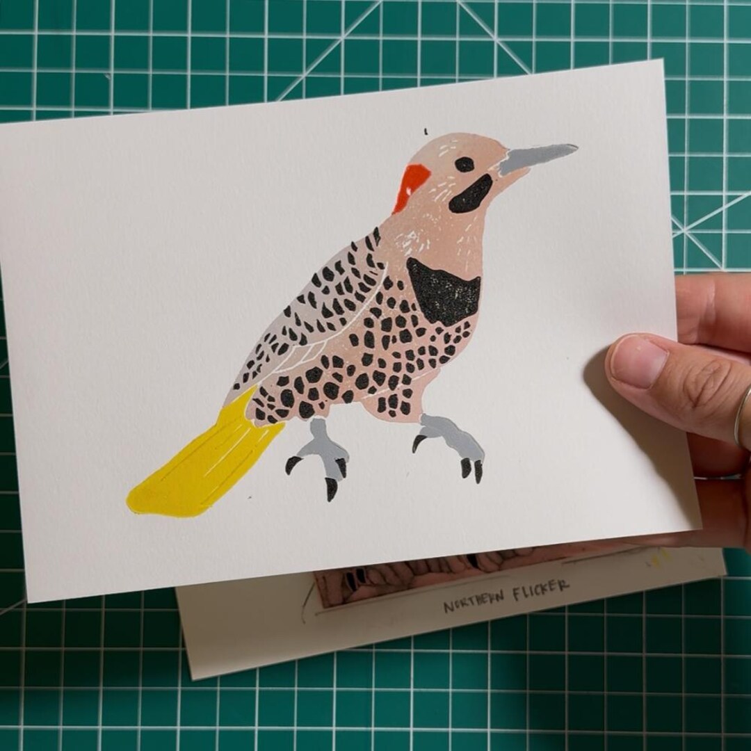 Northern Flicker Print | Block Print | Bird | Linocut | Original Art | Hand Carved | Hand ...