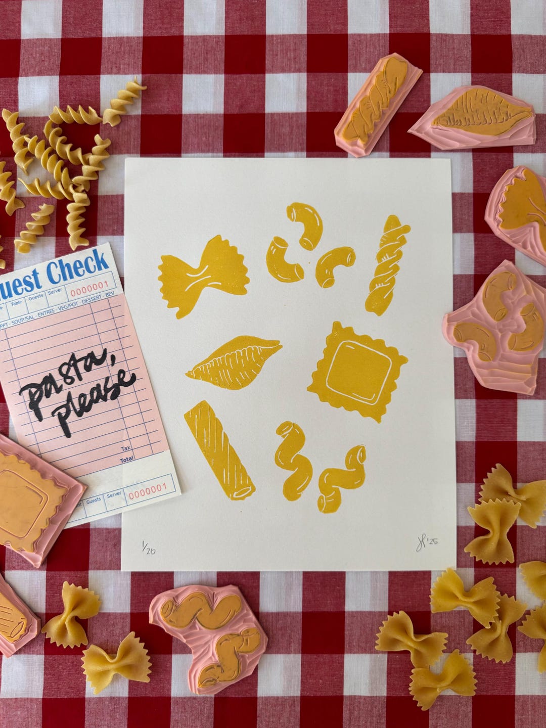 Pasta Noodle Print | Pasta Shapes | Italian | Linocut | Kitchen Art ...