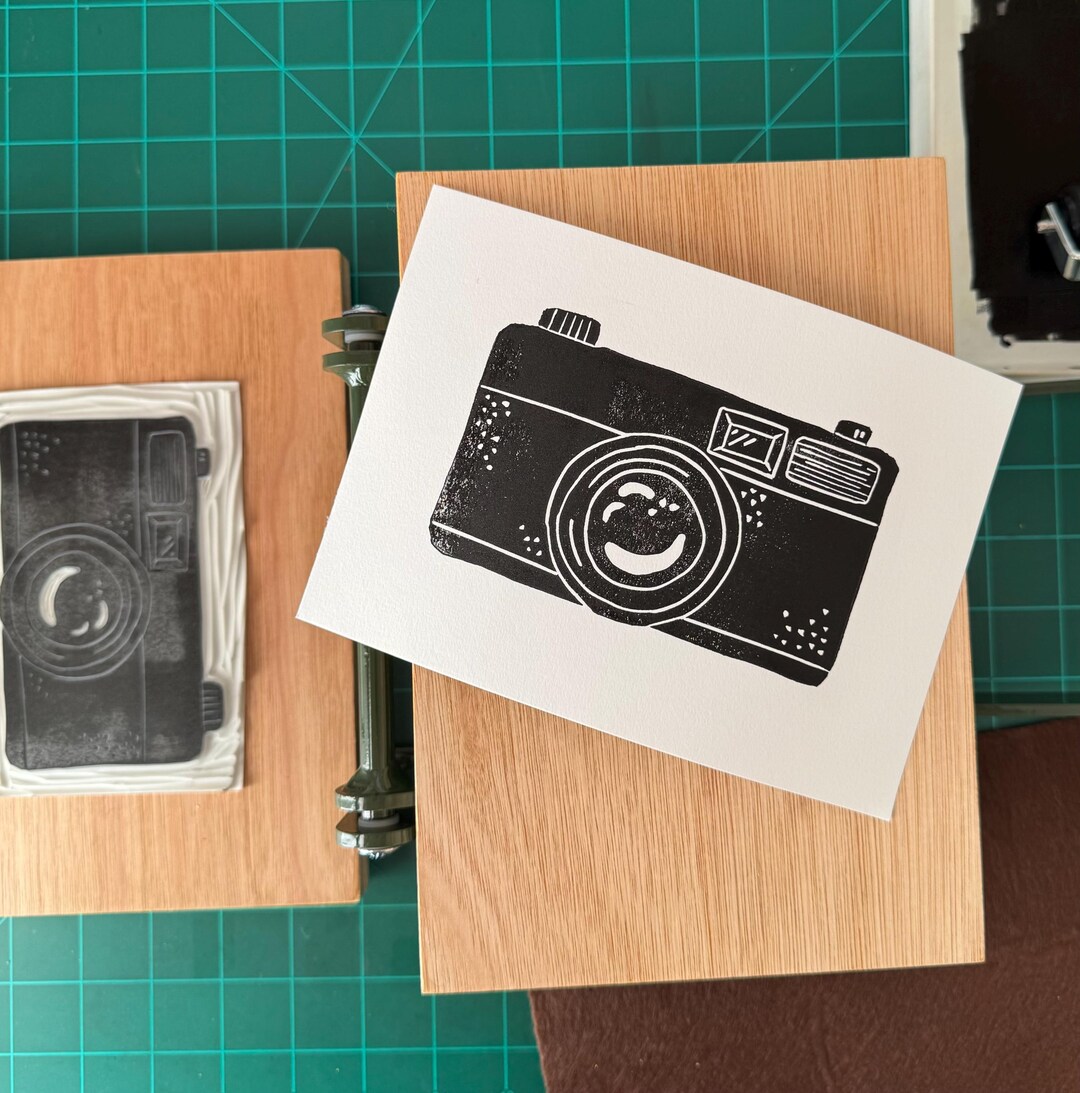 Camera Linocut Print | Vintage Camera | Photographer Art | Camera ...