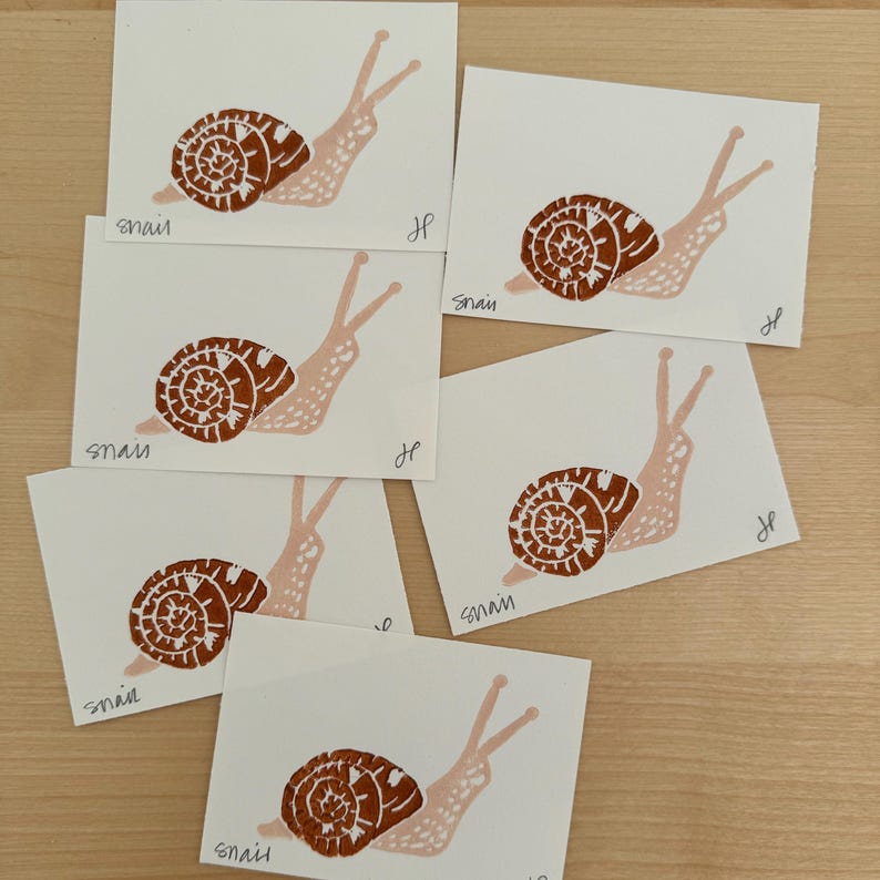 Snail Linocut Mini Print Original Art Block Print Nature Print Snail ...