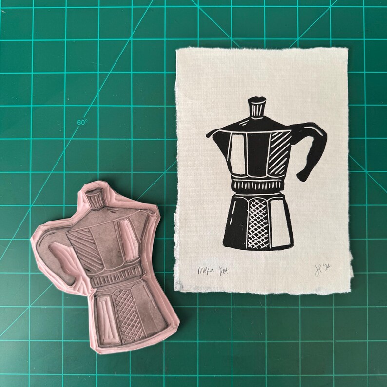 Moka Pot Linocut Print Coffee Food Art Kitchen Art Espresso Original ...