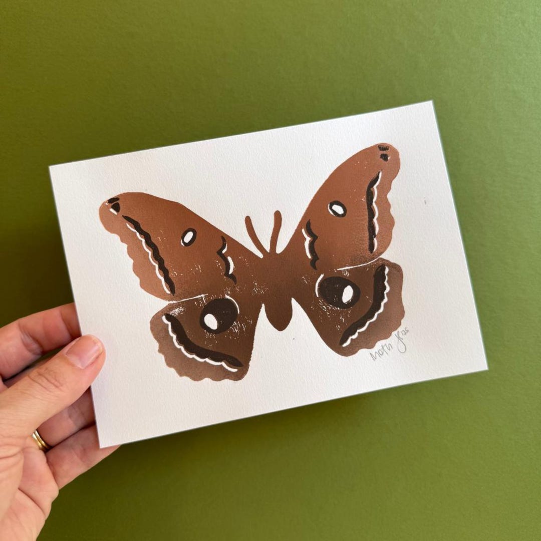 Moth Print | Block Print | Halloween | Linocut | Original Art | Hand ...